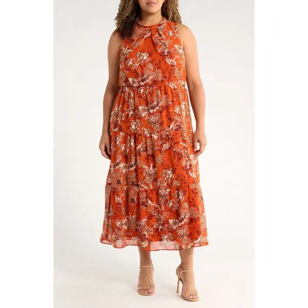 Julia Jordan Sleeveless Mock Neck Maxi Dress