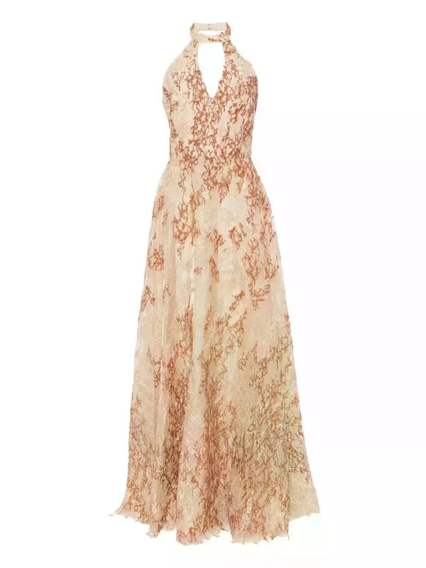 SAIID KOBEISY Embroidered Halterneck Gown