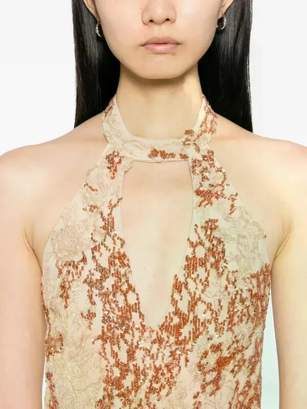 SAIID KOBEISY Embroidered Halterneck Gown