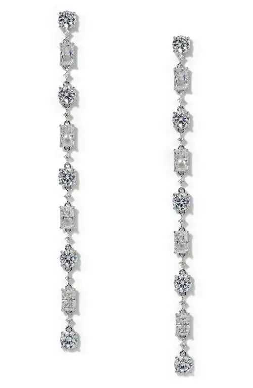 Nadri Everleigh Cubic Zirconia Linear Drop Earrings - Rhodium