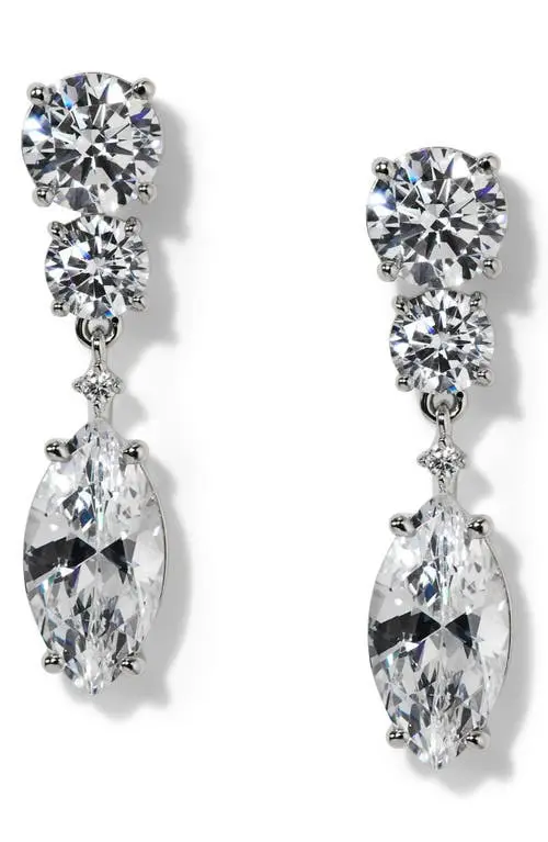 Nadri Everleigh Cubic Zirconia Double Drop Earrings - Rhodium
