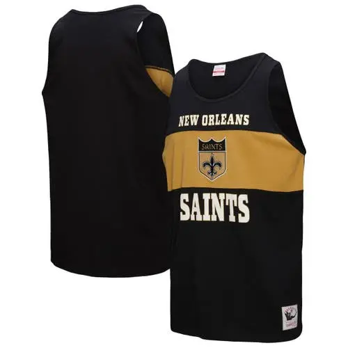 Mitchell & Ness New Orleans Saints Retro Colorblock Tank Top - Black