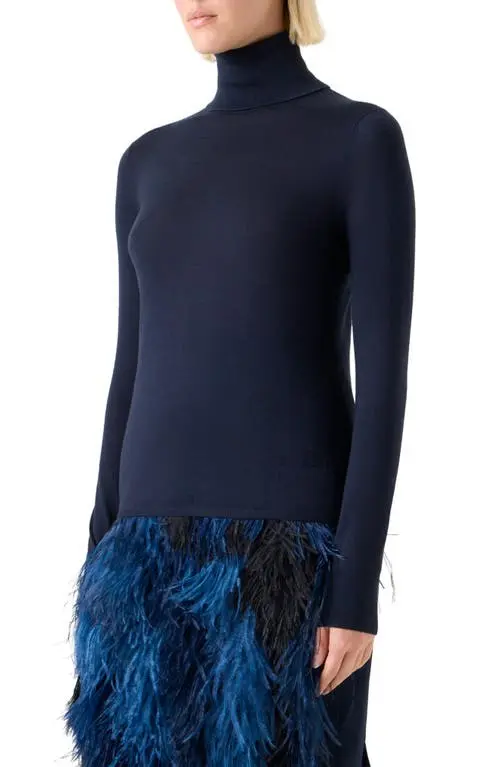 Akris Cashmere And Silk Turtleneck Sweater - Navy