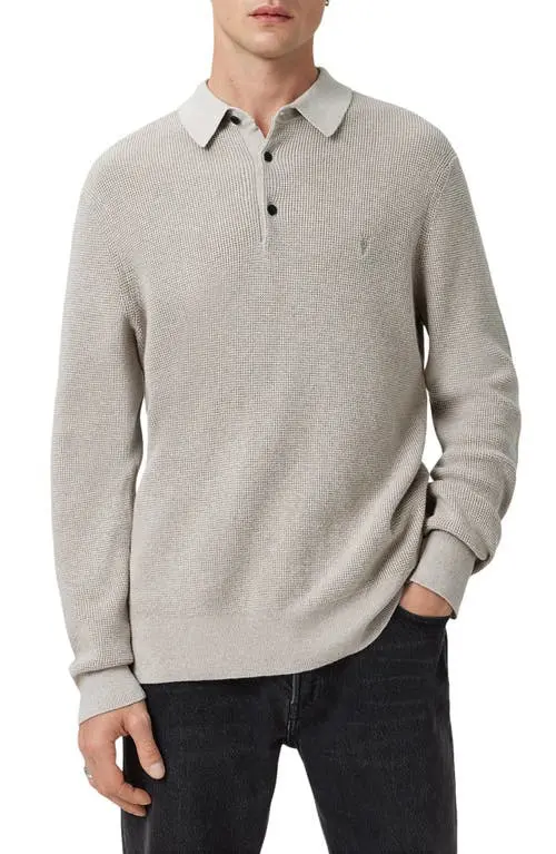 ALLSAINTS Waffle Knit Polo - Light Grey