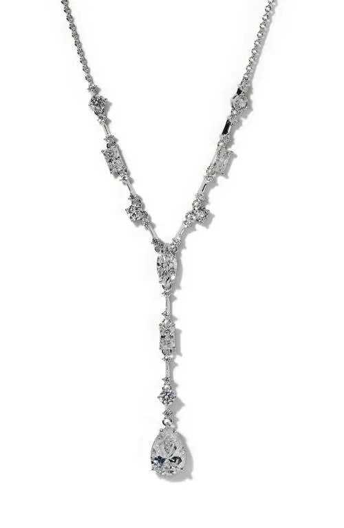 Nadri Everleigh Cubic Zirconia Y-necklace - Rhodium