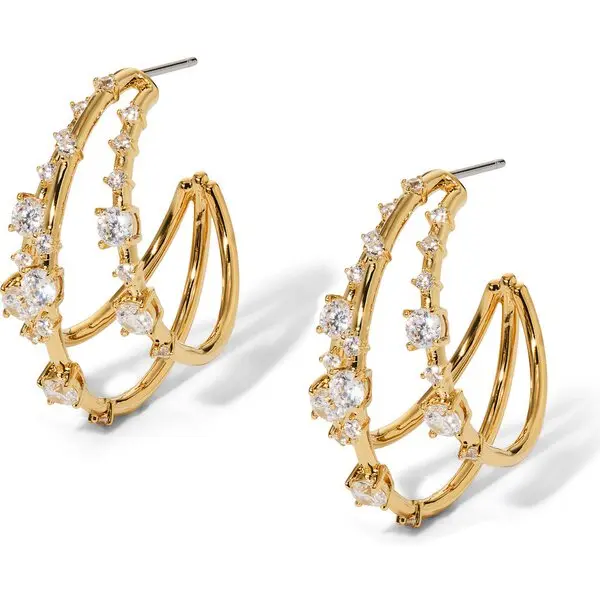 Nadri Everleigh Cubic Zirconia Three Hoop Earrings - Gold