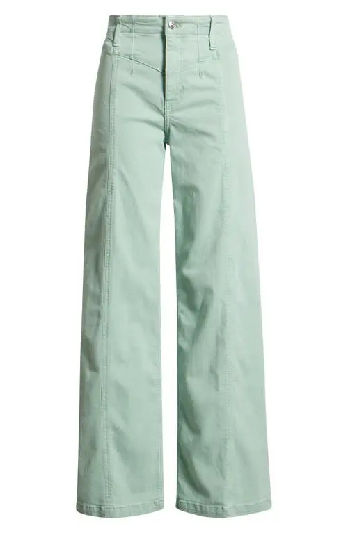Free People Libre Front Yoke Wide Leg Jeans - Cameo Green