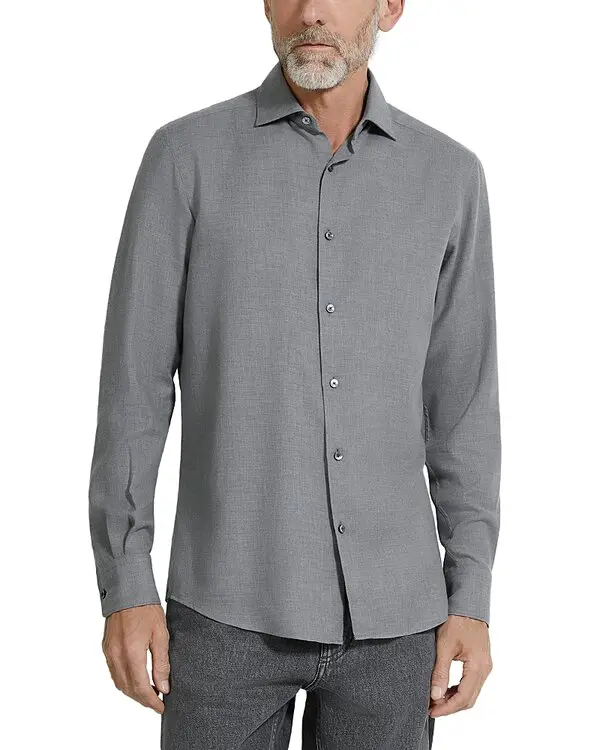 Zegna Cashco Regular Fit Shirt - Grey Mélange