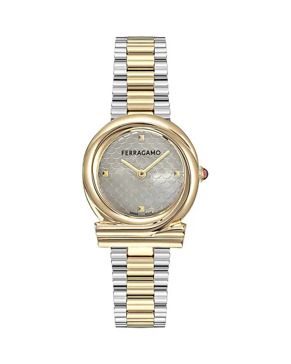 FERRAGAMO Gancini Twisted Bracelet Watch - Silver/two Tone