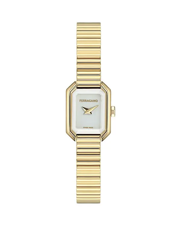 FERRAGAMO Crystal Petite Bracelet Watch - White/gold