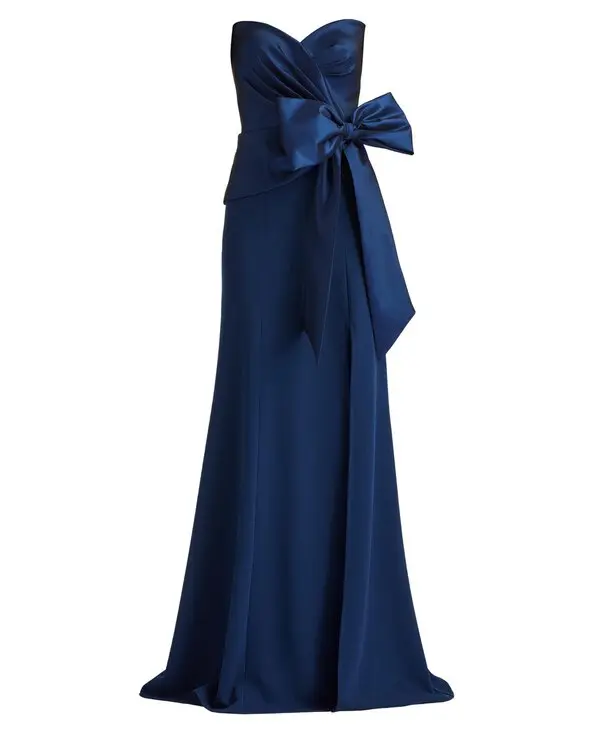 Tadashi Shoji Kinah Oversized Bow Gown - Navy