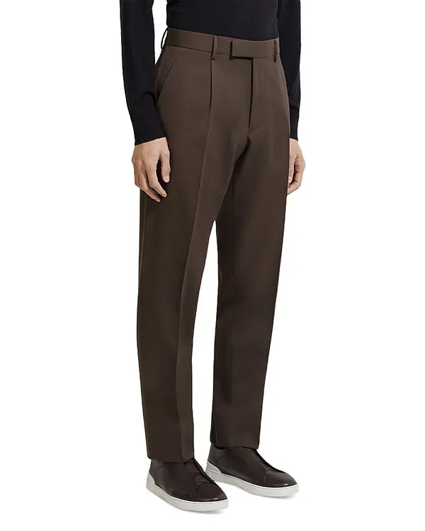 Zegna Cotton And Wool Pleated Pants - Dark Brown