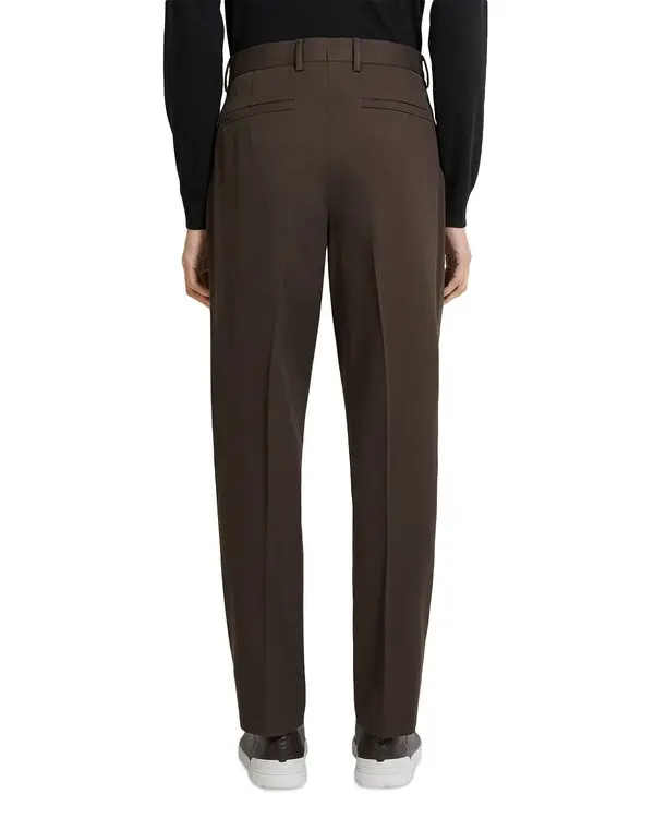 Zegna Cotton And Wool Pleated Pants - Dark Brown