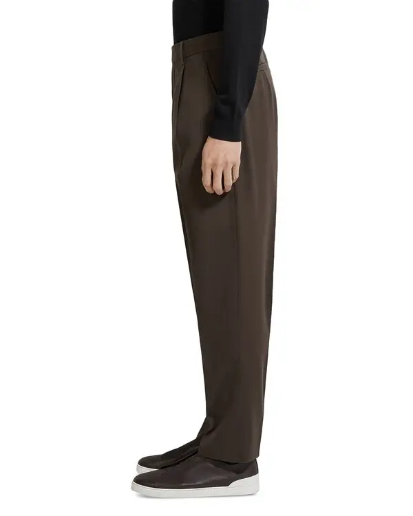Zegna Cotton And Wool Pleated Pants - Dark Brown