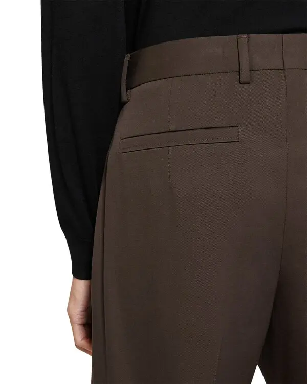 Zegna Cotton And Wool Pleated Pants - Dark Brown