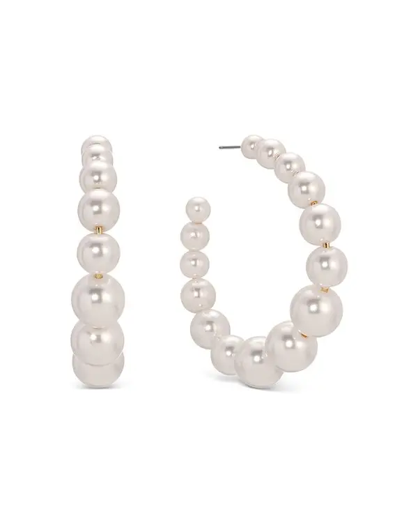 Ettika Bubble Graduated Medium Hoop Earrings - Pearl