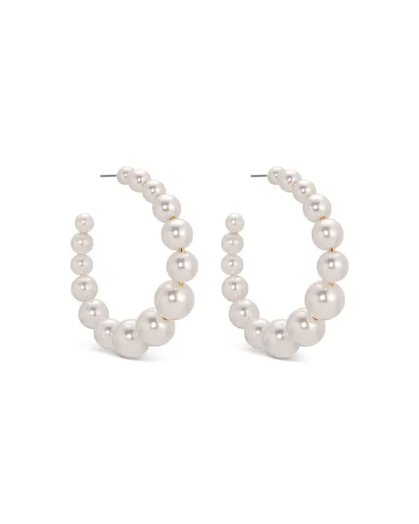Ettika Bubble Graduated Medium Hoop Earrings - Pearl