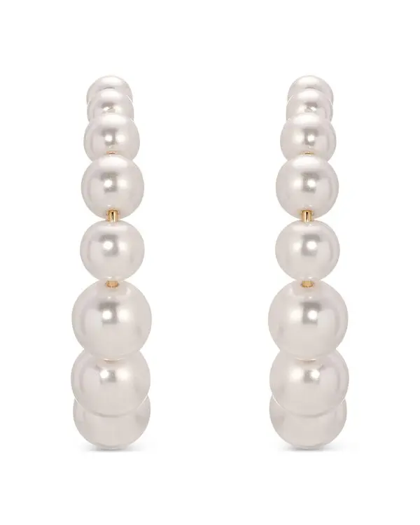 Ettika Bubble Graduated Medium Hoop Earrings - Pearl