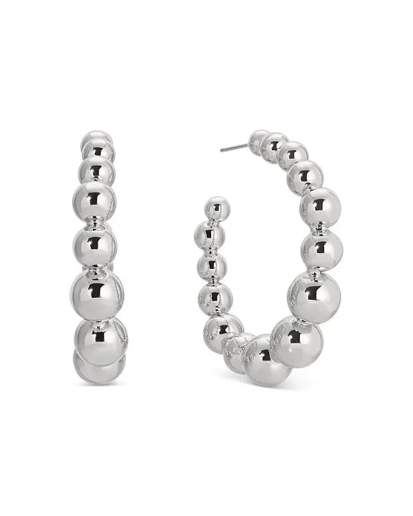 Ettika Bubble Graduated Medium Hoop Earrings - Silver