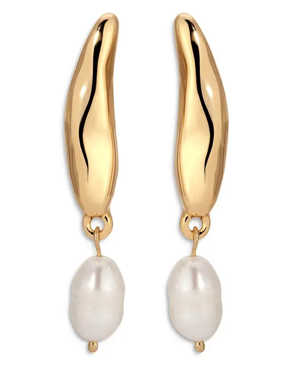 Ettika Cultured Freshwater Pearl Drop Earrings - Gold
