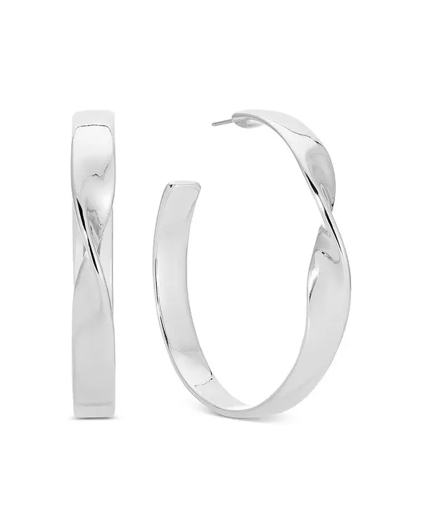 Ettika Twist Square Medium Hoop Earrings - Silver