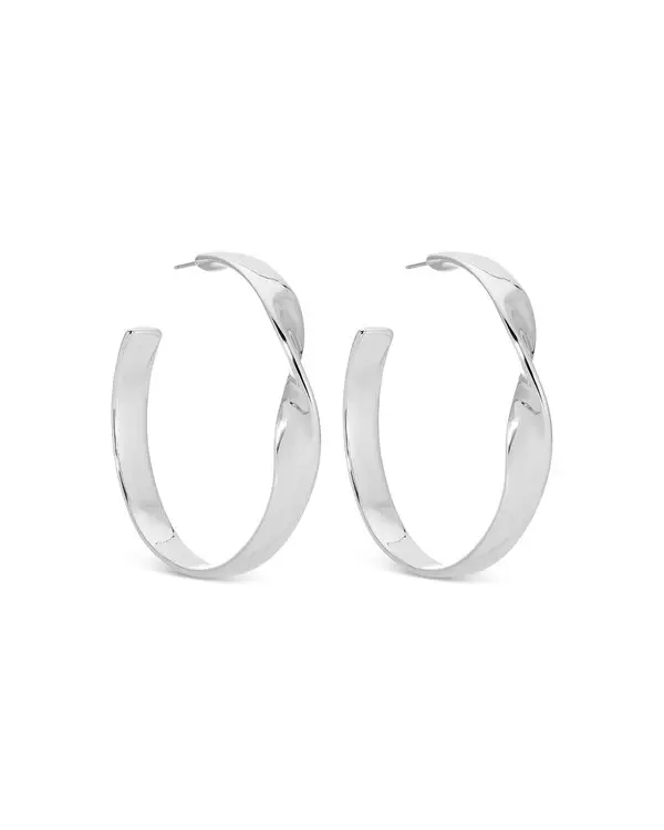 Ettika Twist Square Medium Hoop Earrings - Silver