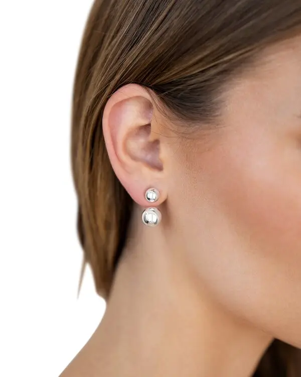Ettika Bubble Front & Back Earrings - Silver