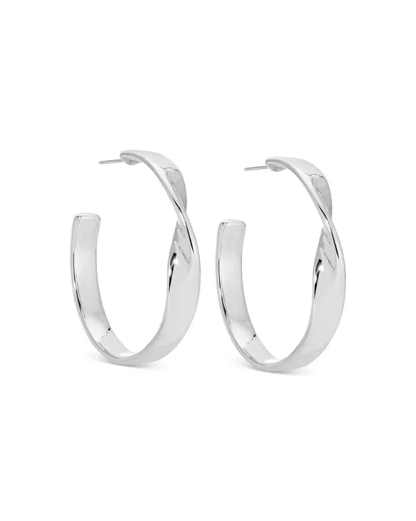 Ettika Twist Square Medium Hoop Earrings - Silver