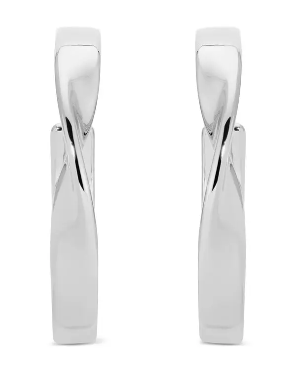 Ettika Twist Square Medium Hoop Earrings - Silver