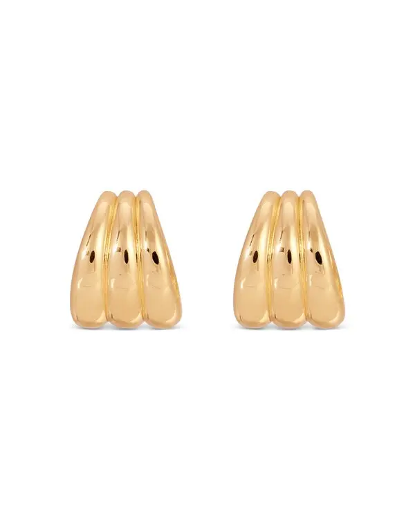 Ettika Triple Ribbed Huggie Hoop Earrings