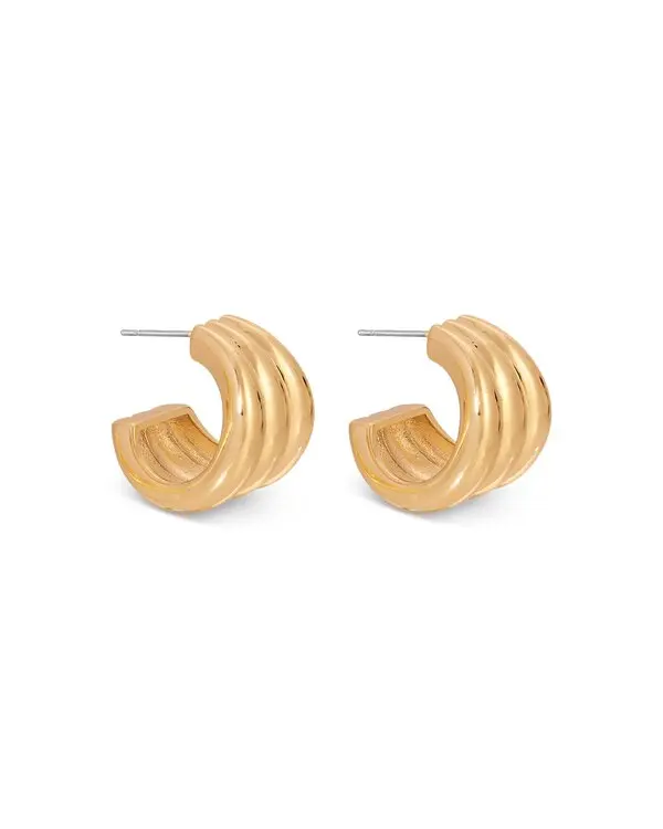 Ettika Triple Ribbed Huggie Hoop Earrings