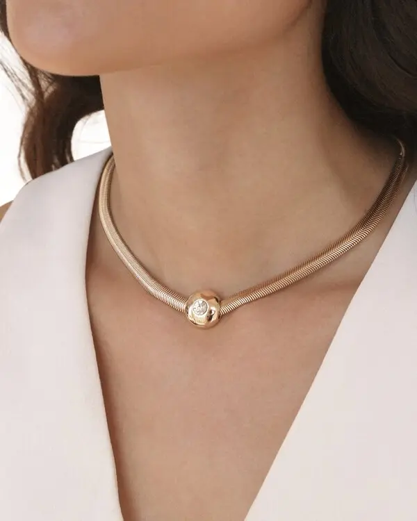 Ettika Crystal Solitaire Collar Necklace - Gold