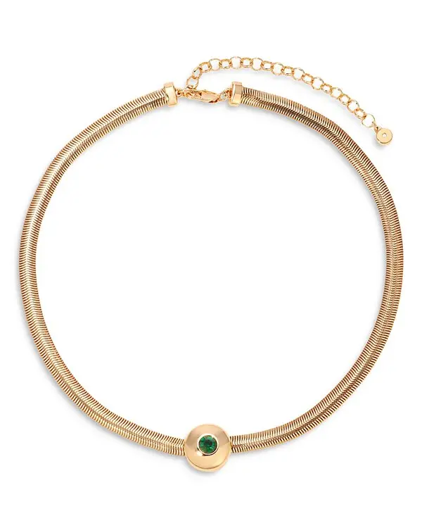 Ettika Crystal Solitaire Collar Necklace - Green