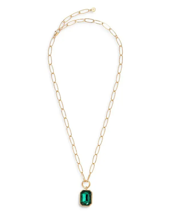 Ettika Stone Bezel Deco Pendant Necklace - Green