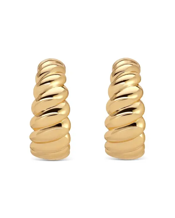 Ettika Modern Ribbed Small Hoop Earrings - Gold