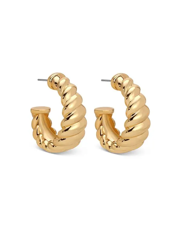 Ettika Modern Ribbed Small Hoop Earrings - Gold