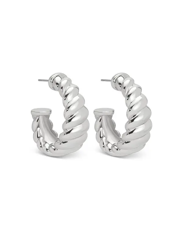 Ettika Modern Ribbed Small Hoop Earrings