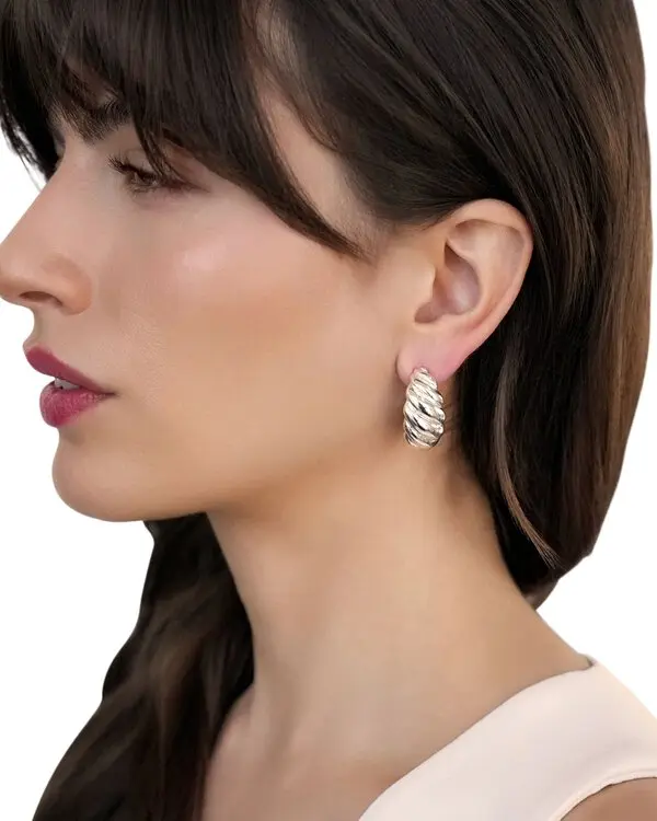 Ettika Modern Ribbed Small Hoop Earrings
