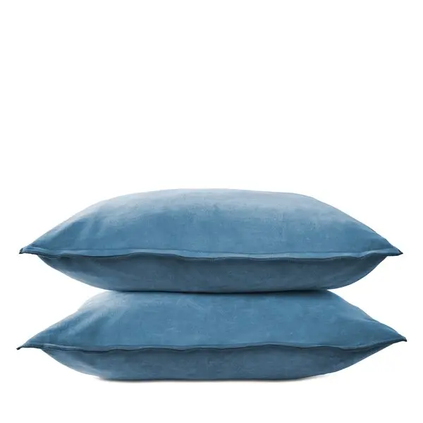 CHRISTY Harewood Reversible Cotton Velvet Euro Sham, Pair - Blue