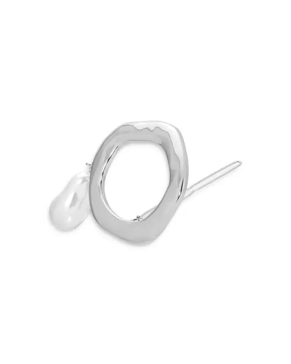 Ettika Cultured Freshwater Pearl Circle Barrette - Silver