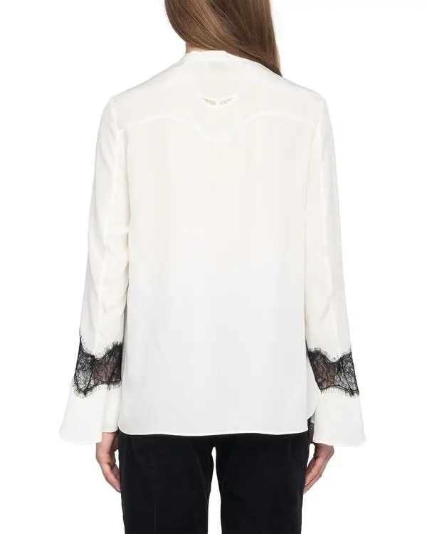 Zadig&Voltaire Tuan Silk Lace Trim Blouse - Flake