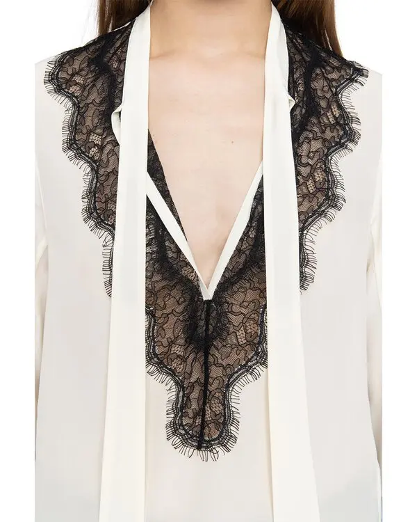 Zadig&Voltaire Tuan Silk Lace Trim Blouse - Flake