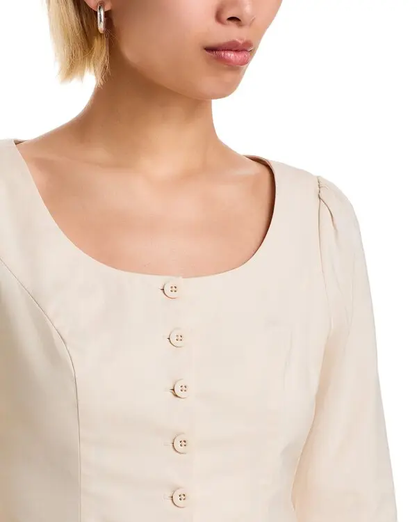 French Connection Inga Poplin Button-up Top - Porcelain Cream