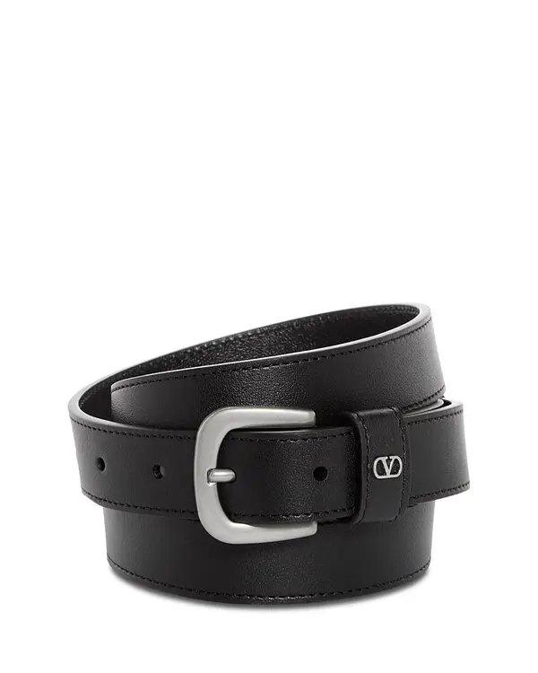 Valentino Garavani Vlogo Leather Belt - Black
