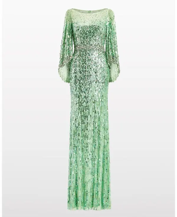 Jenny Packham Ines Sequin-embellished Gown - Eucalyptus