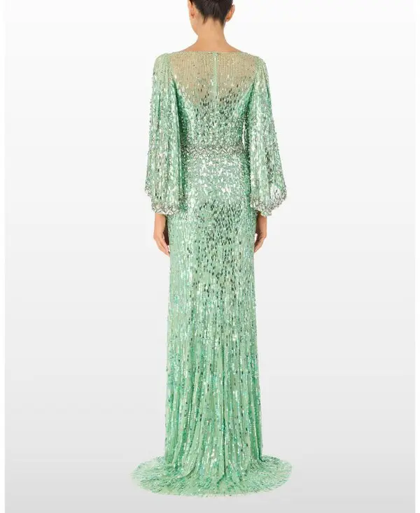 Jenny Packham Ines Sequin-embellished Gown - Eucalyptus