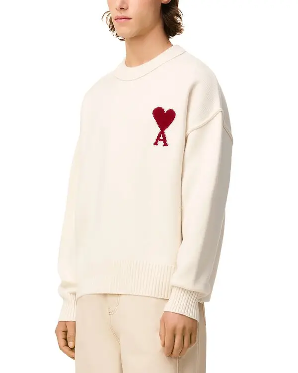 Ami Adc Crewneck Sweater - Off White/red
