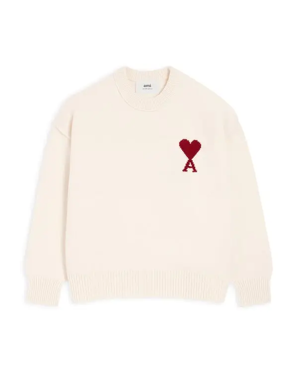 Ami Adc Crewneck Sweater - Off White/red