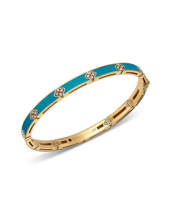 Roberto Coin 18k Yellow Gold, Diamond, Ceramic, And Enamel Bangle - Gold/blue