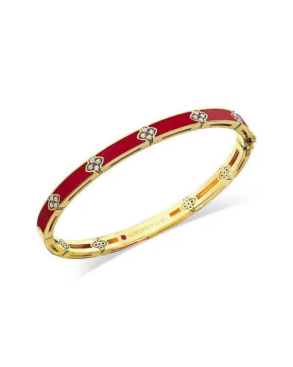 Roberto Coin 18k Yellow Gold, Diamond, Ceramic, And Enamel Bangle - Gold/red